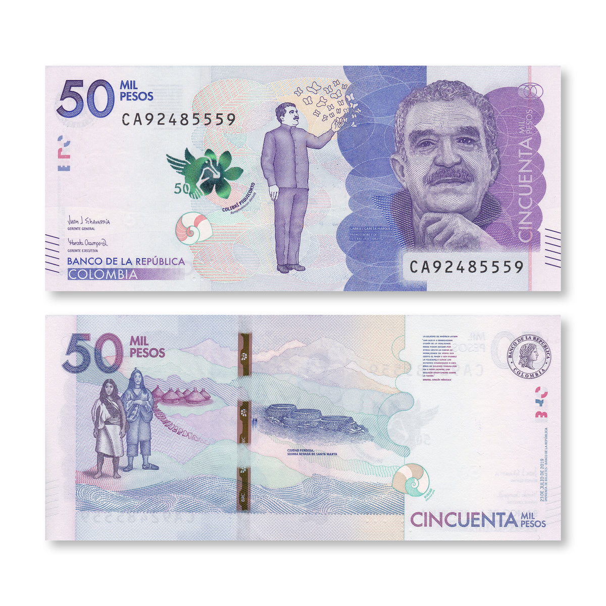 Colombia 50000 Pesos, 2019, B997f, P462, UNC – Robert's World Money
