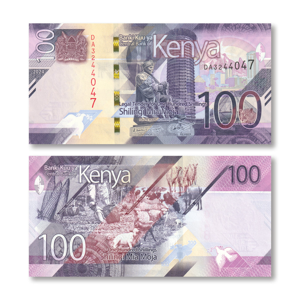 Kenya 100 Shillings, 2024, B145b, UNC – Robert's World Money